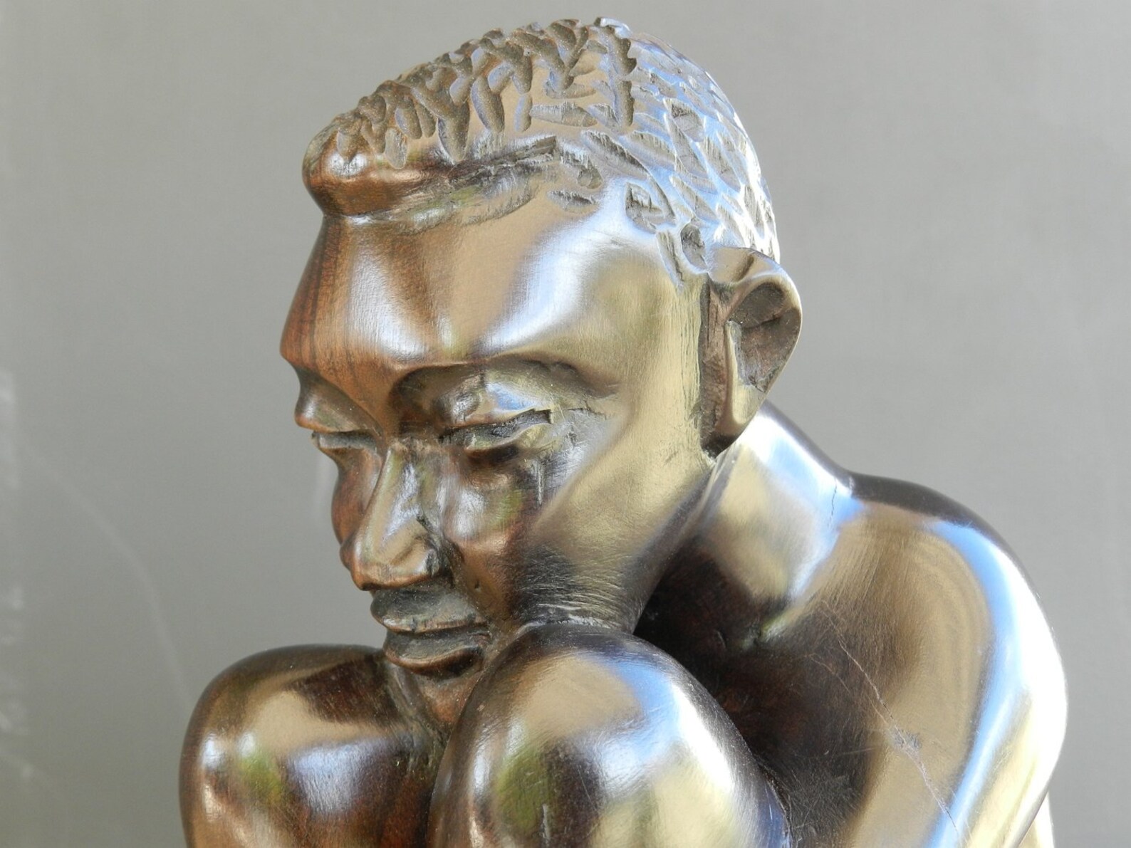 Grand Penseur recroquevillé XXL Homme Sculpture africaine - Etsy France