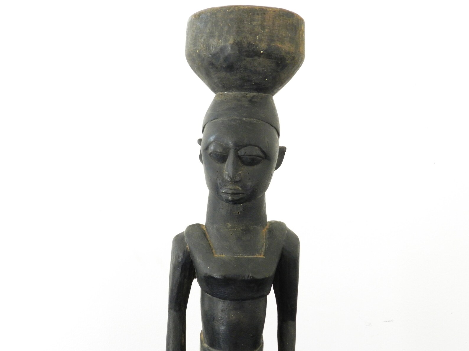 Black African Berber Peulh Woman Statue in Wooden Bowl on the Head 51 ...