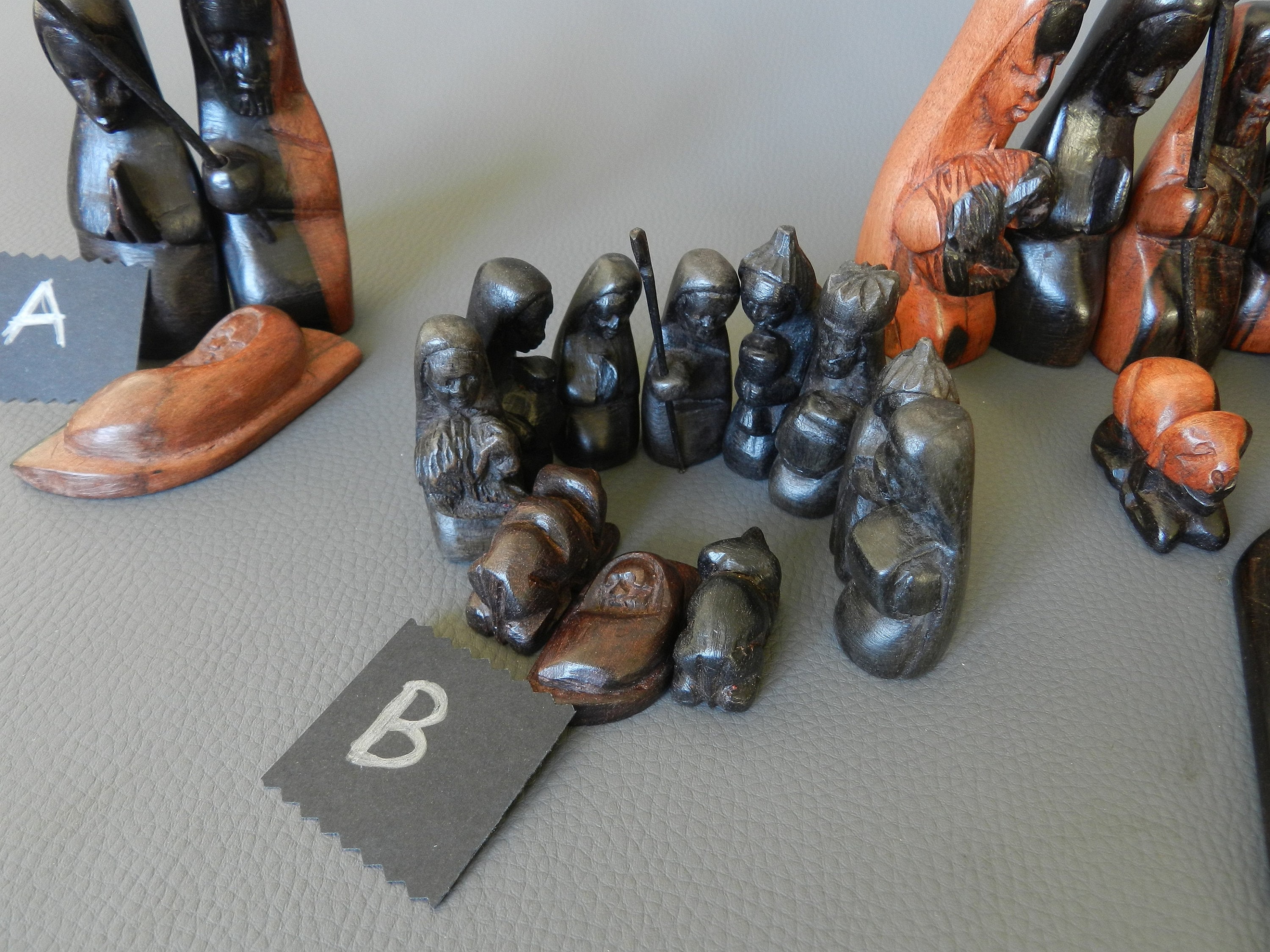 Nativity Scene Santons With 11 Figurines Characters Carved in Brown and ...