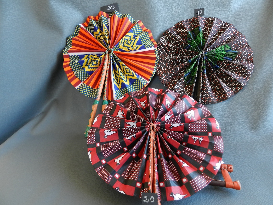 Eventail pliable en tissu wax Africain, Fan ventilateur de main pliant ...
