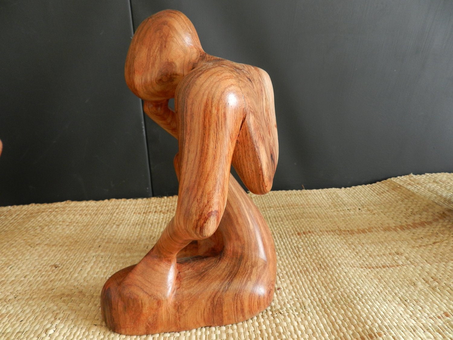 Big Red Thinker in Teak Wood Rodin's Thinker Man Height - Etsy