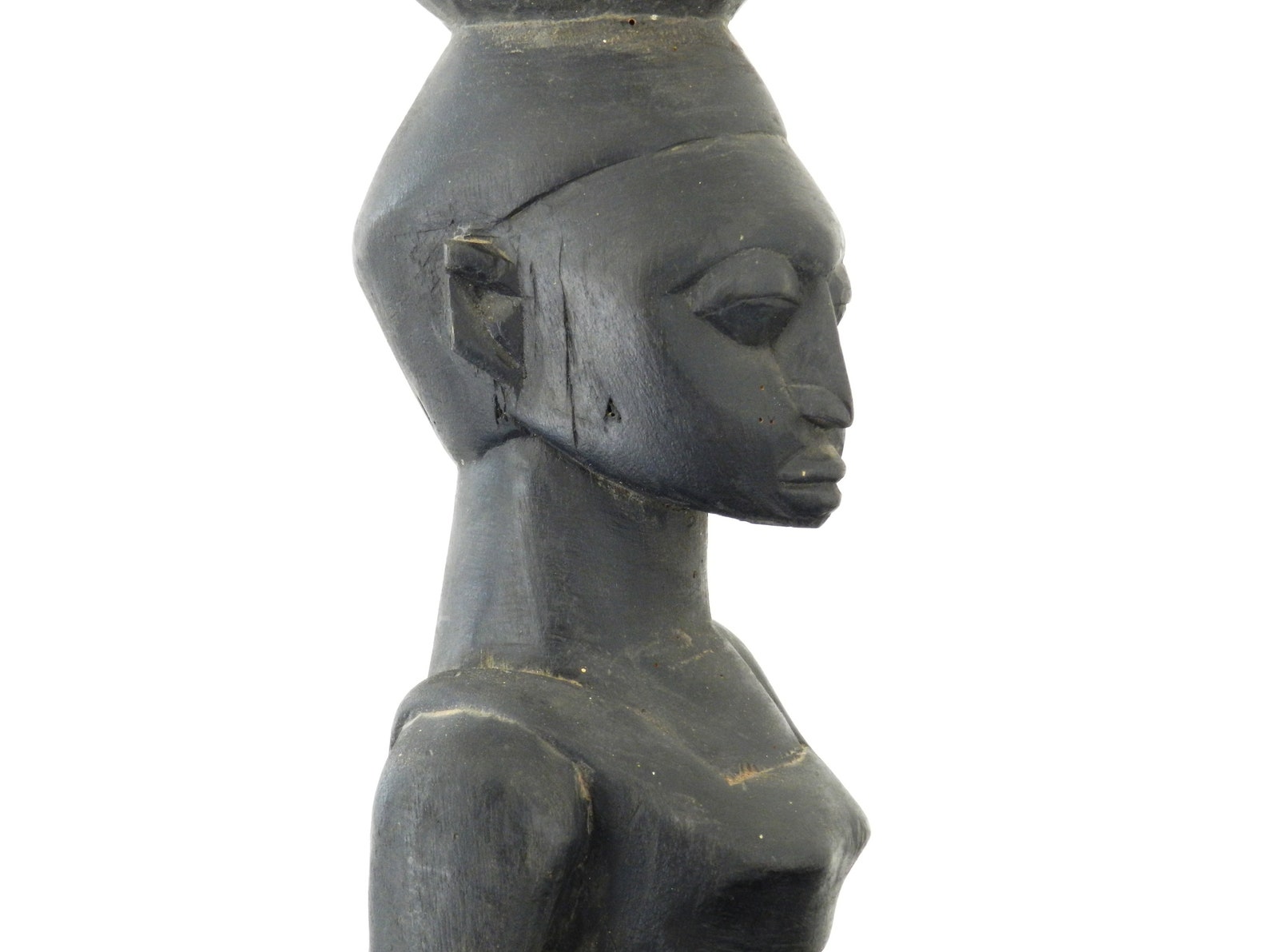 Black African Berber Peulh Woman Statue in Wooden Bowl on the Head 51 ...