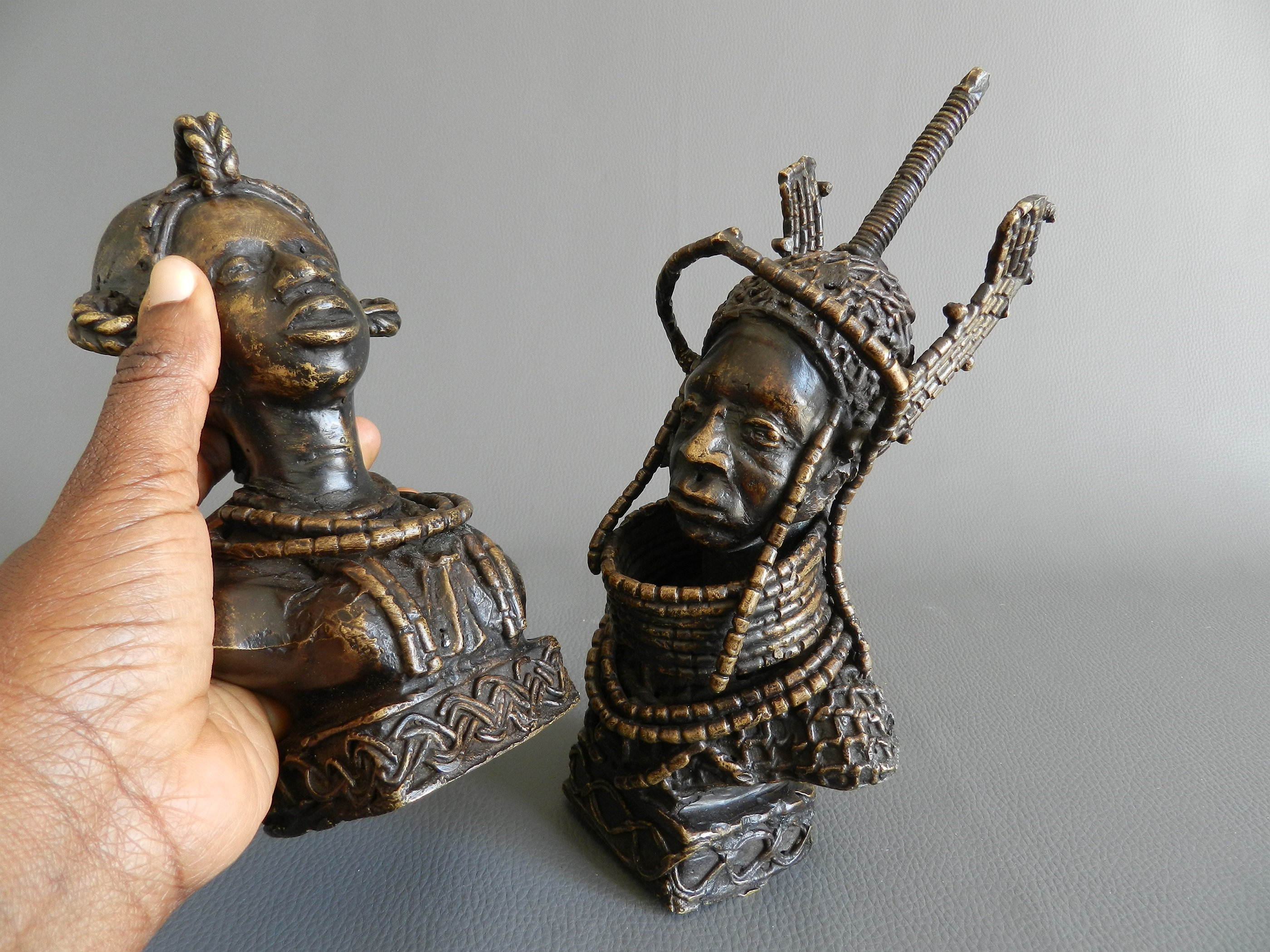 Couple Bronze Ife Black Gold Oba Kingdom Iyoba Luxury Bronze | Etsy