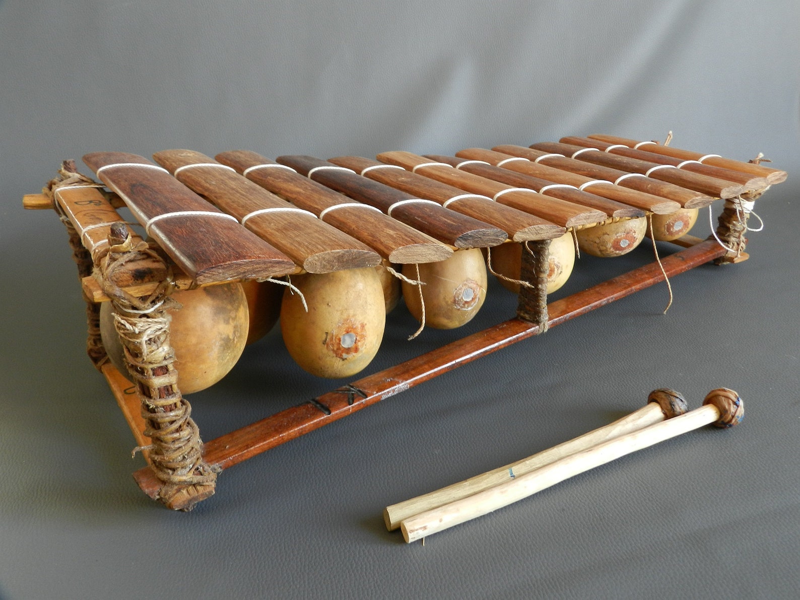 Balafon With 12 Tones or Blades on 5 African Calabash Gourds, Xylophone ...