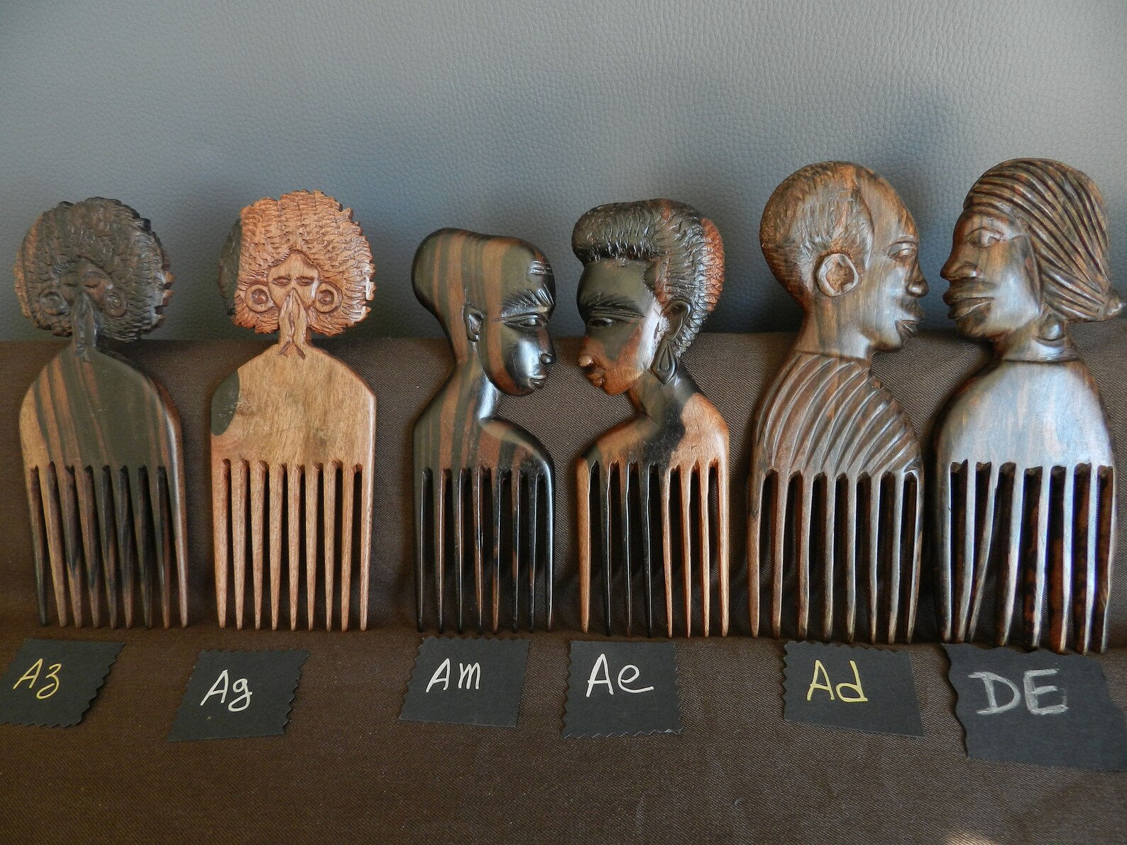 African Comb Sculpture Bust Man Woman Monkey Luxury Ebony - Etsy