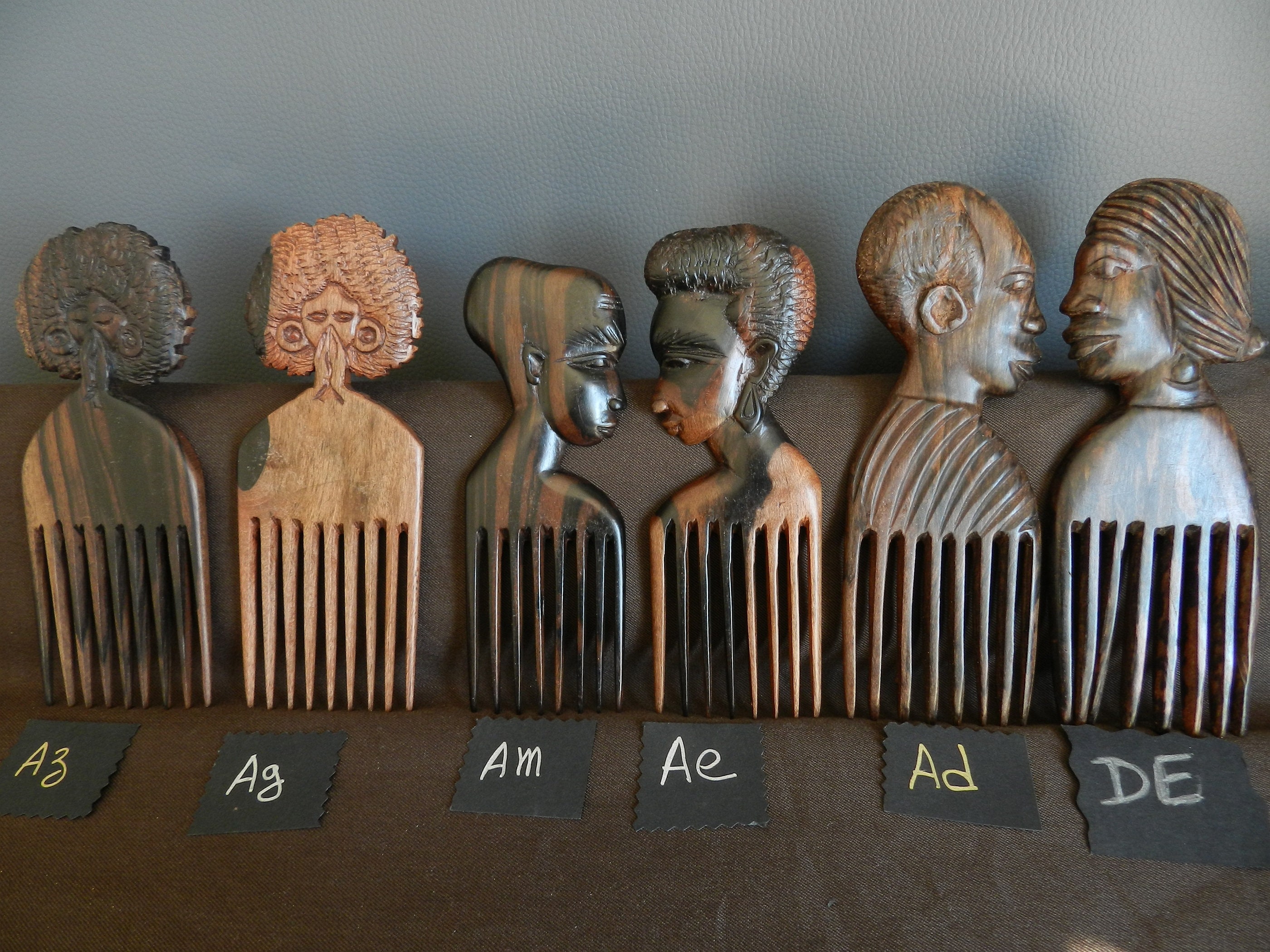 African Comb Sculpture Bust Man Woman Monkey Luxury Ebony | Etsy