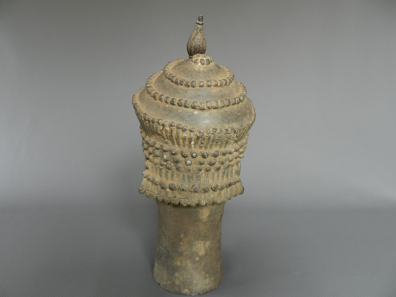 Head Bronze Sculpture Ife Edo, Commemorative Head Bronze Crown and Ita ...