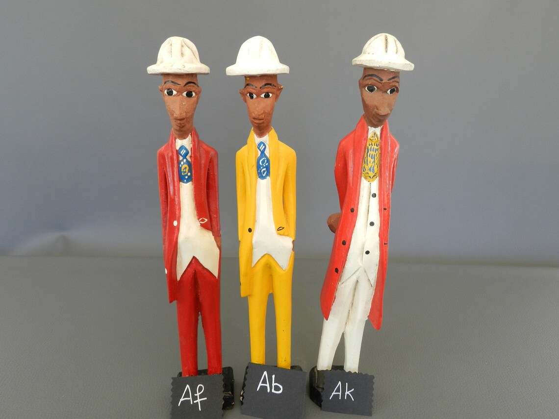 African Colon Statue Painted Wood Colonial Sculpture With | Etsy