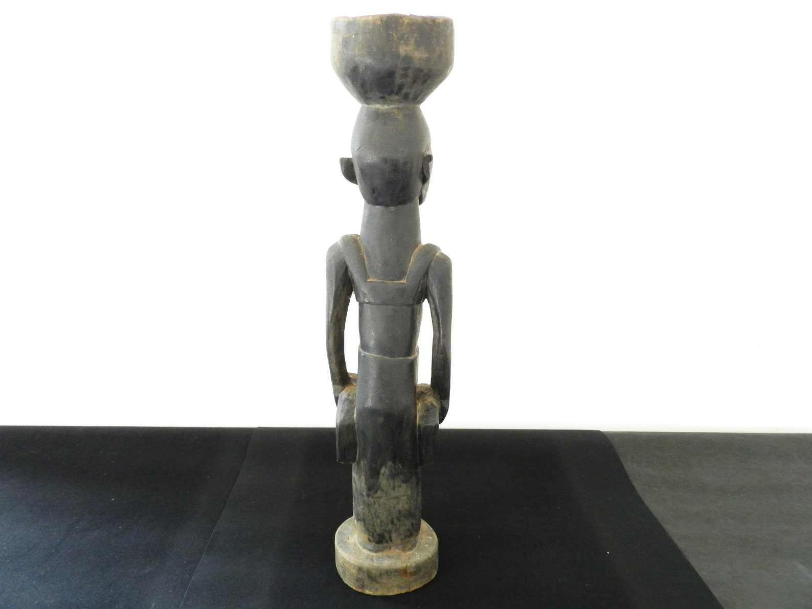 Black African Berber Peulh Woman Statue in Wooden Bowl on the Head 51 ...