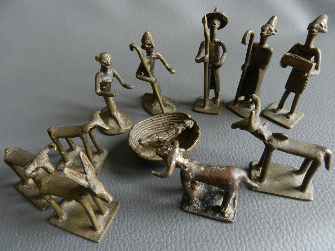 Nativity Dogon Bronze Crib With Black Patina, Bronze Crib, Santon ...