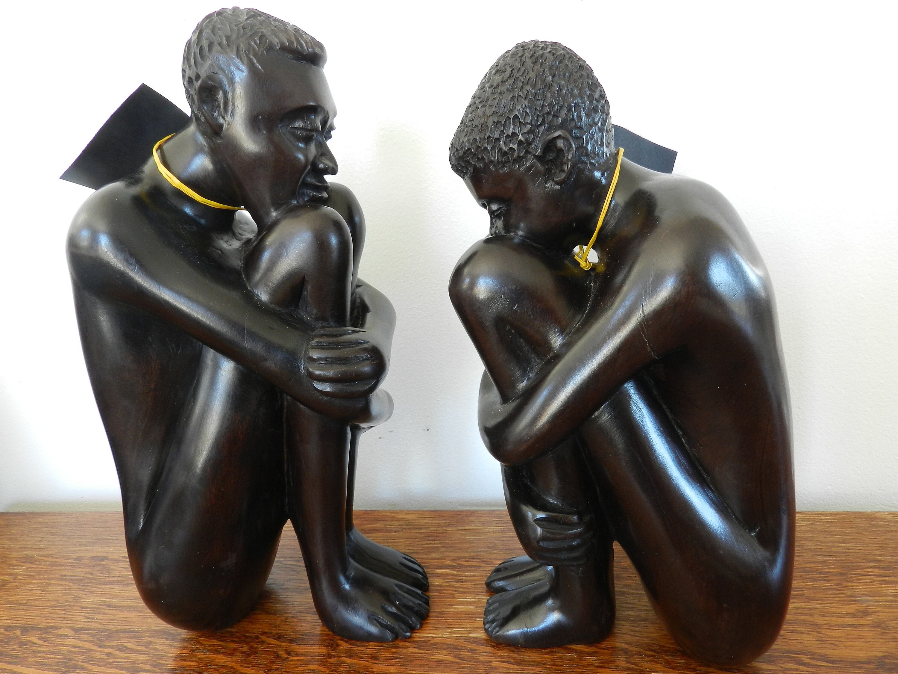 Grand Penseur recroquevillé XXL, Homme Sculpture africaine bois massif ...