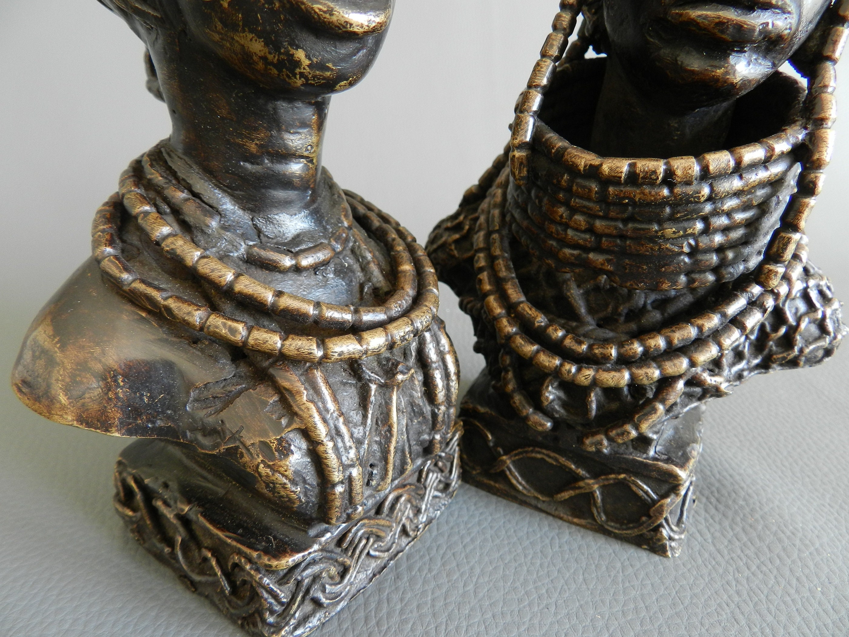 Couple Bronze Ife Black Gold Oba Kingdom Iyoba Luxury Bronze - Etsy