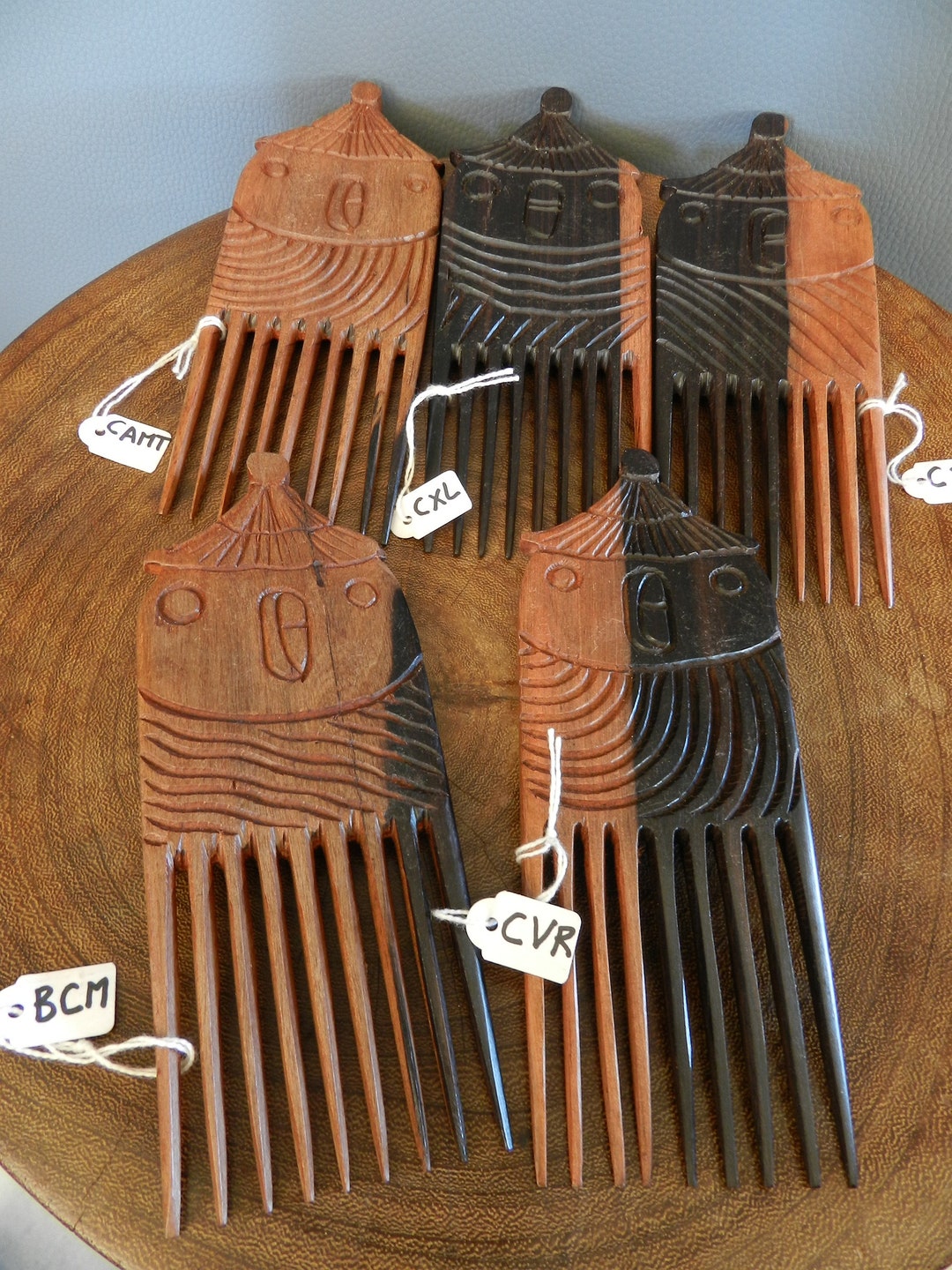 African Carved Wood African Box Comb, African Hair Accessory Comb ...