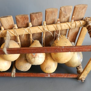 Balafon With 12 Tones or Blades on 5 African Calabash Gourds, Xylophone ...