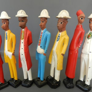 African Colon Statue, Painted Wood, Colonial Sculpture With Jacket and ...