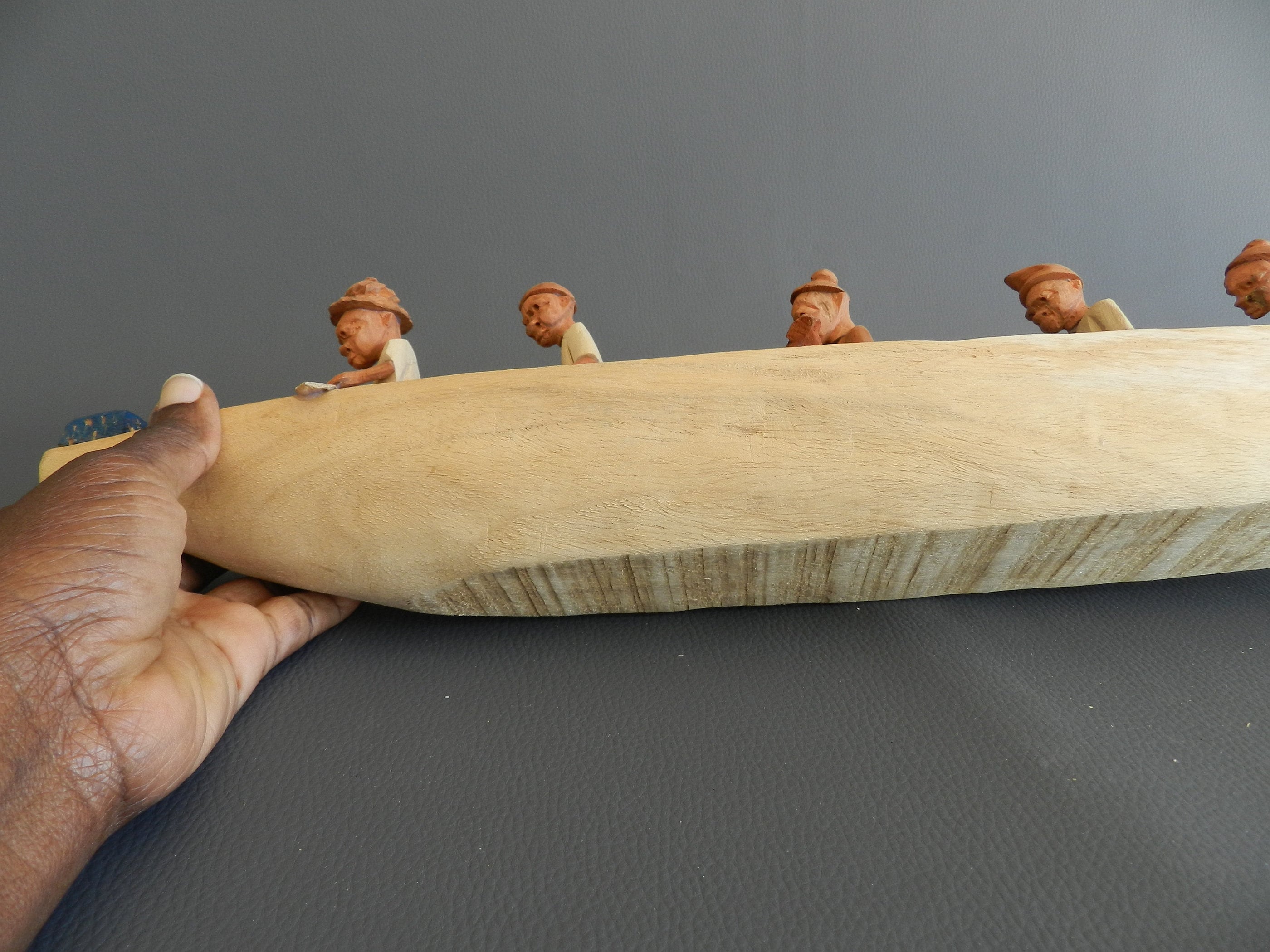 Wooden Carved Pirogue, 6 Passengers and Goods, 53cm 20.87", Traditional ...