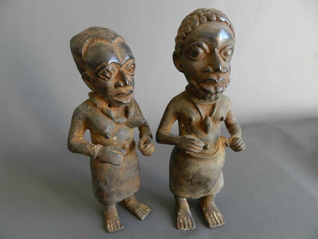 Dwarves Ife Bronze Court Oba Bini Edo Yoruba Black Patina, Oba Ozolua Nigeria Fool Jester Bronze ...