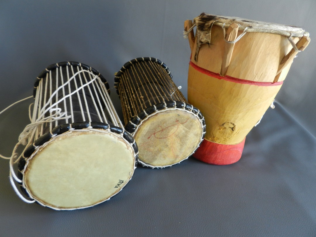 African Djembe Talking Drum in Wood and Leather, Gangan Hand Drum ...