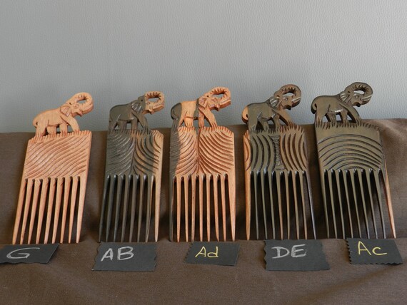 African Comb ebony wood, comb elephant sculpture, Com… - Gem