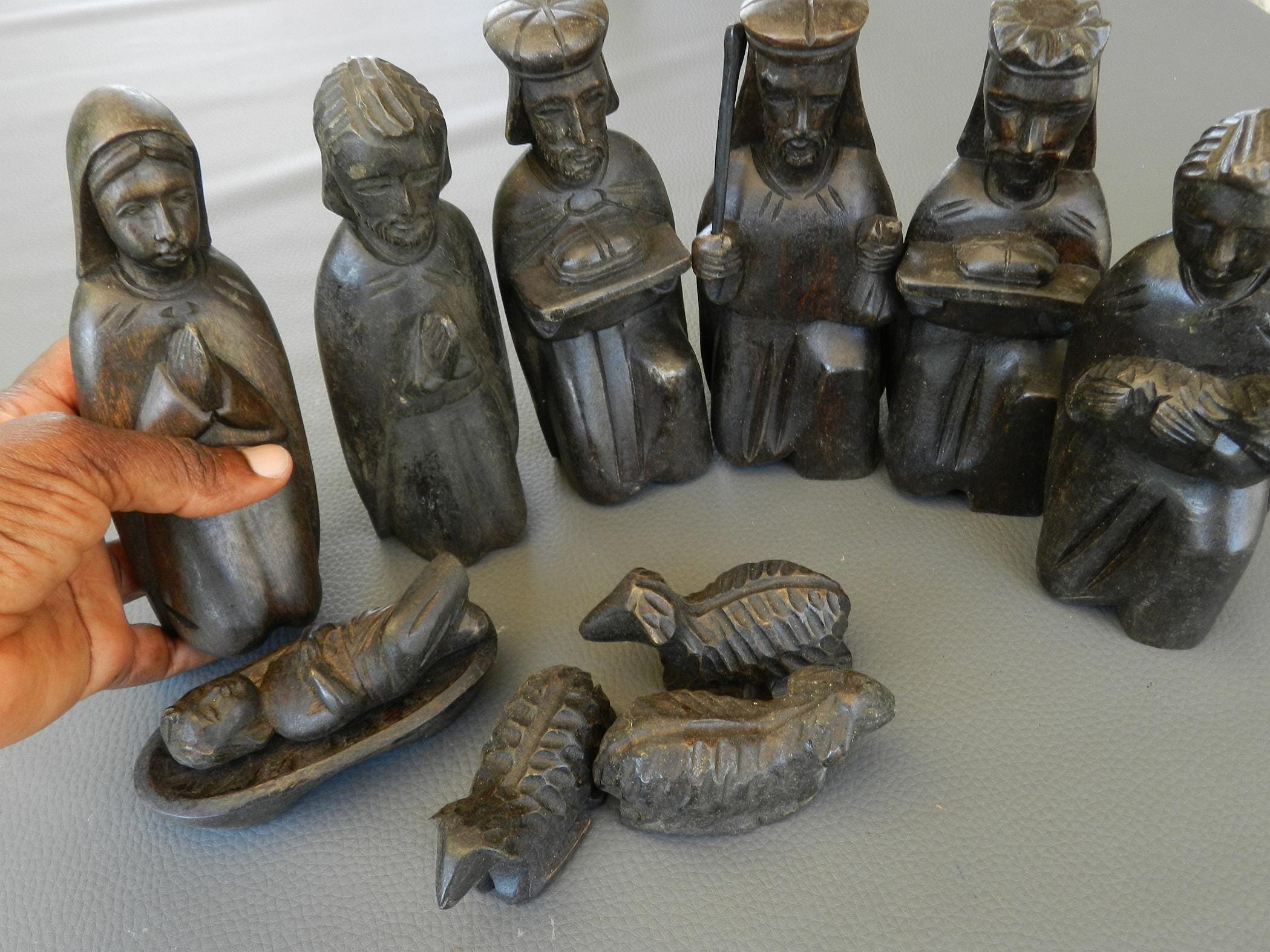 XXL Nativity Realistic Wooden Crib Senegal, Santon Christmas Crib ...