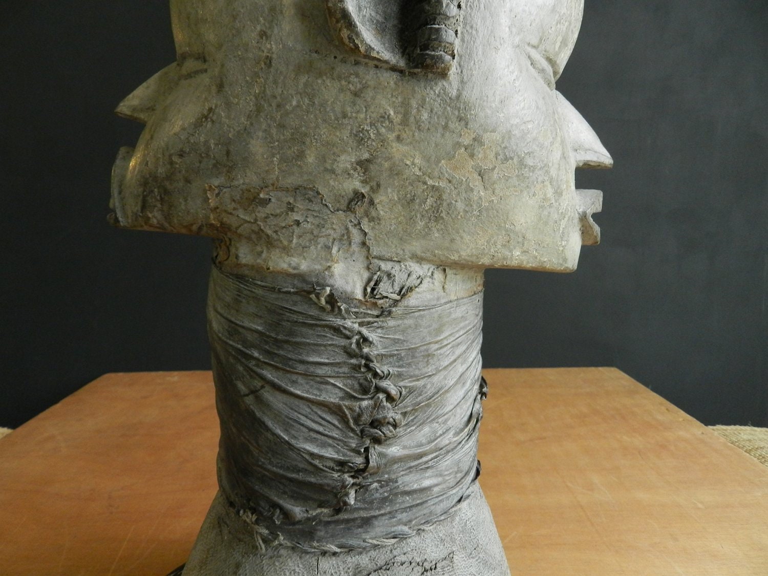 Janus mask crest double-sided wood and leather Idoma double | Etsy