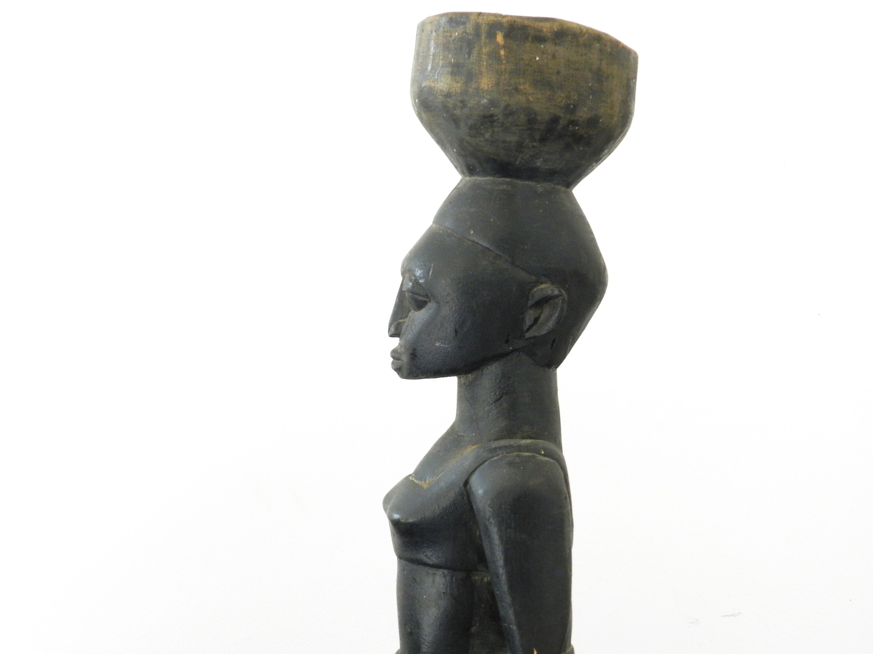 Black African Berber Peulh Woman Statue in Wooden Bowl on the Head 51 ...