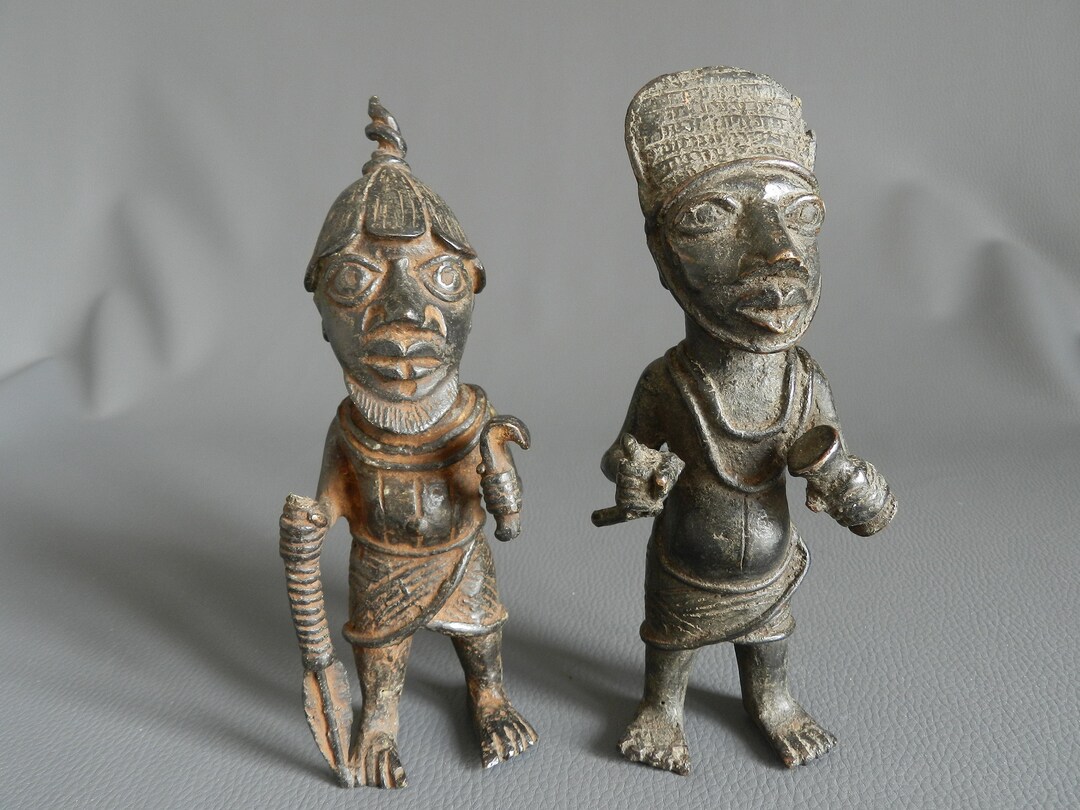Bronze Ife King Oba Armors and Healer Old Black Oxidized Patina, Luxury ...