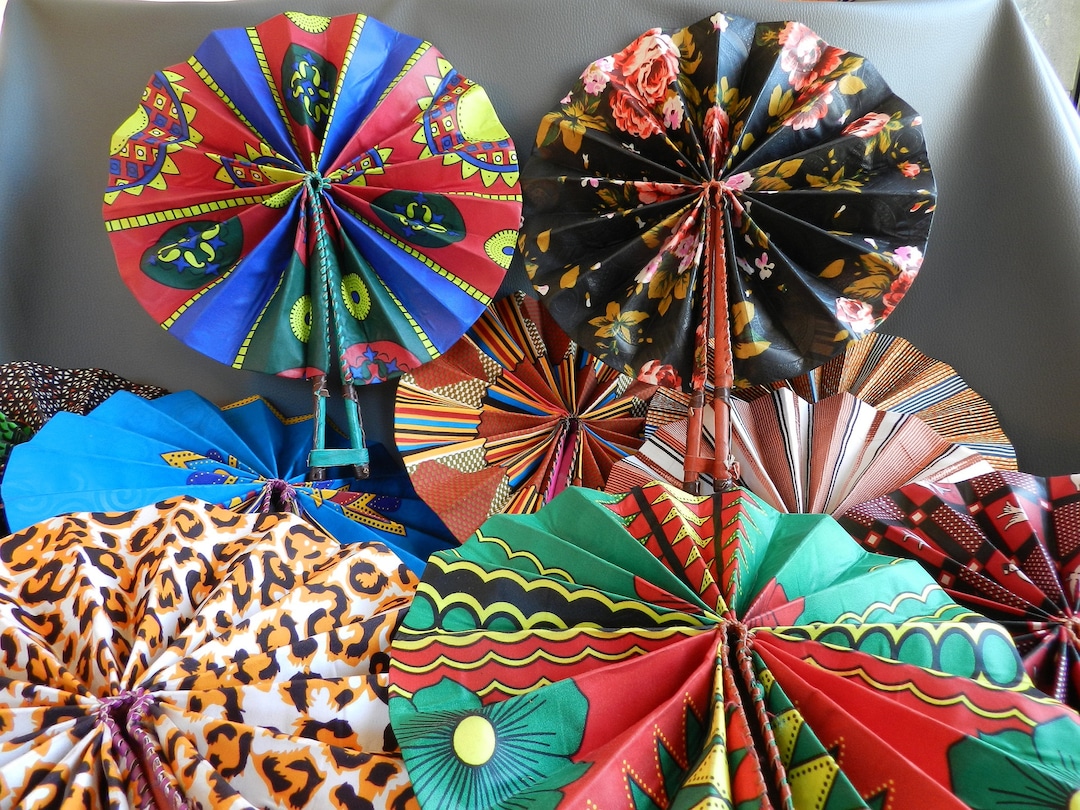 Fan Foldable in African Wax Fabric, Ankara Fan, Folding Church Hand Fan ...