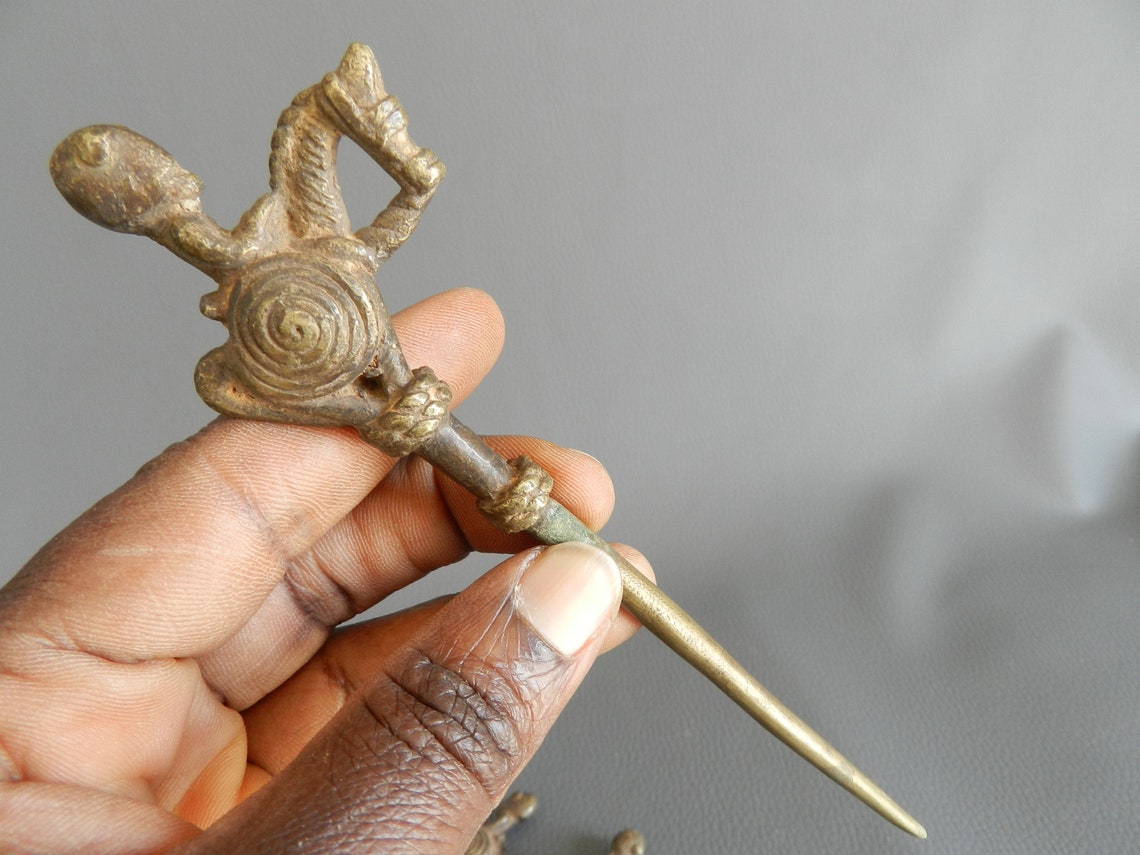 Rare Hair Pick Senoufo Bronze Lost Wax Sculpture, Dogon Bronze ...