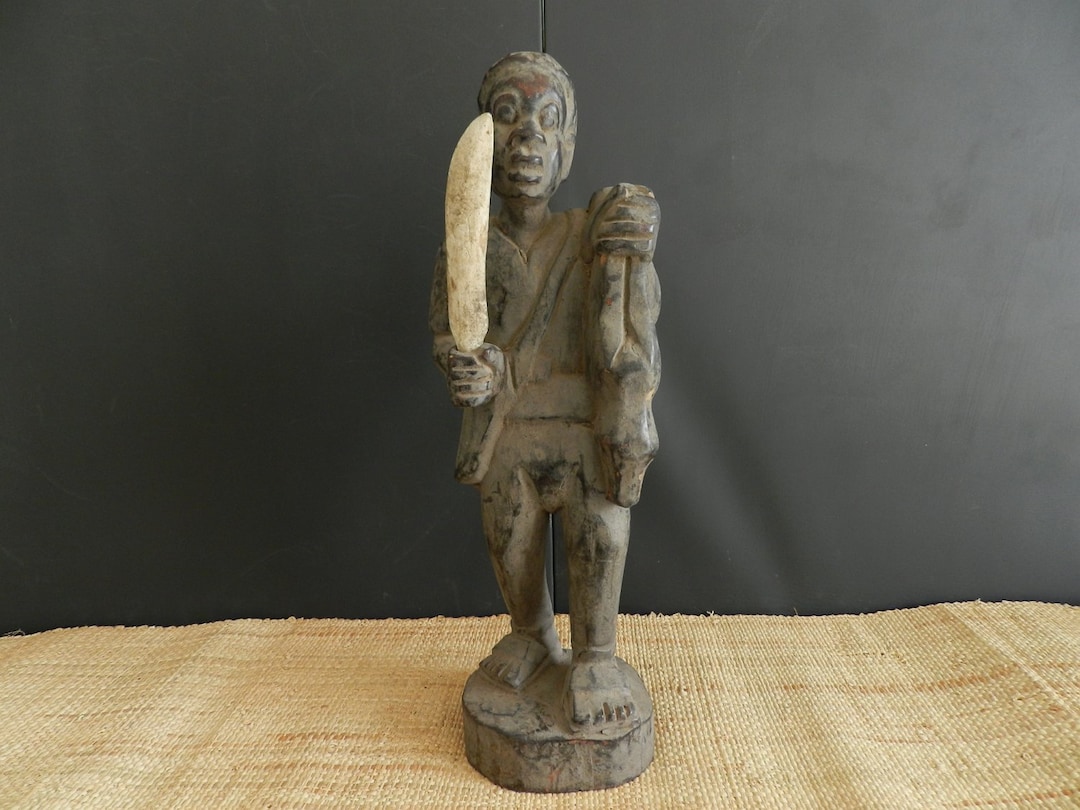 Male Ogoni Hunter, Figure Yoruba Royal Oba King's Court Hunter, With ...