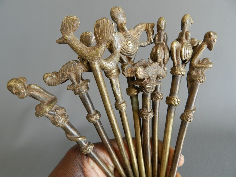 Rare Hair Pick Senoufo Bronze Lost Wax Sculpture, Dogon Bronze ...