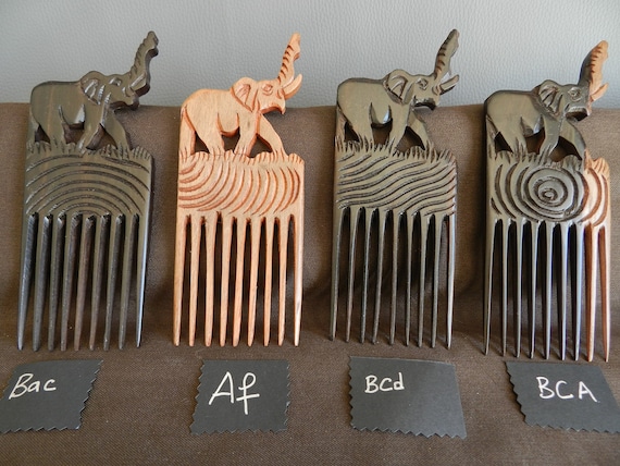 African Comb ebony wood, comb elephant sculpture, Com… - Gem