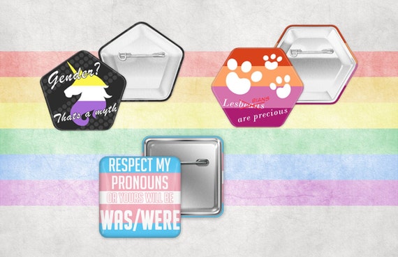 Trans Lesbian and Non-binary Buttons | Etsy