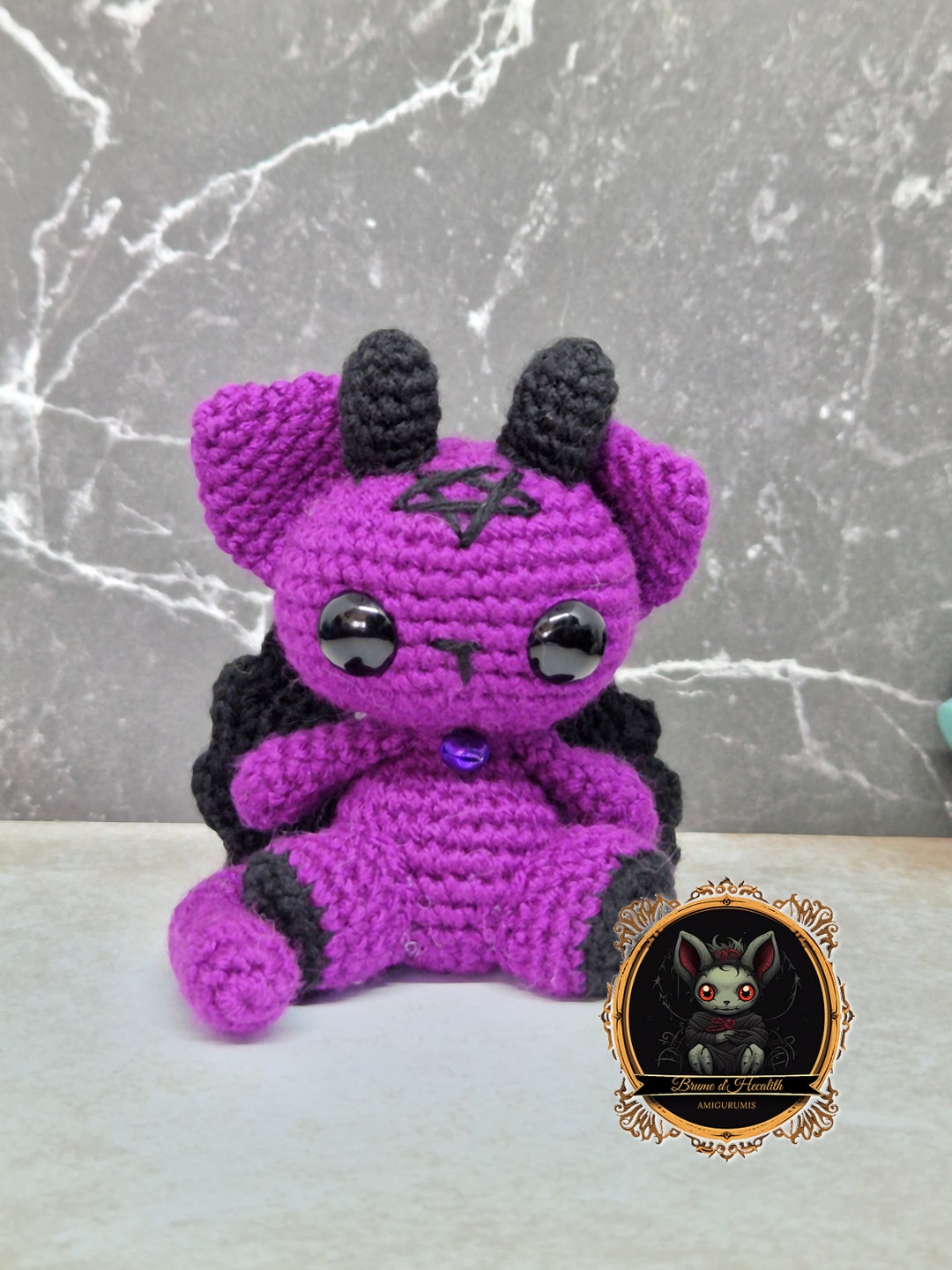 Gothic Amigurumi Cat – Purr of Chaos With Horns and Wings - Etsy