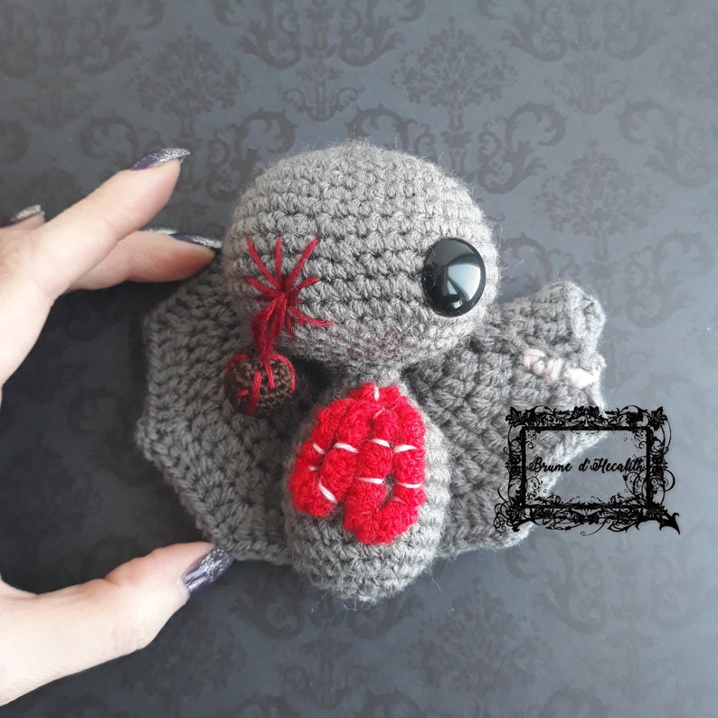 Trash Bat Amigurumi – Creepy Cute Crochet Plush – Handmade Punk Bat ...