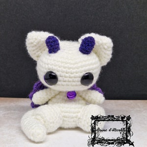 White Fantasy Cat With Wings and Horns – Handmade Amigurumi Plush ...