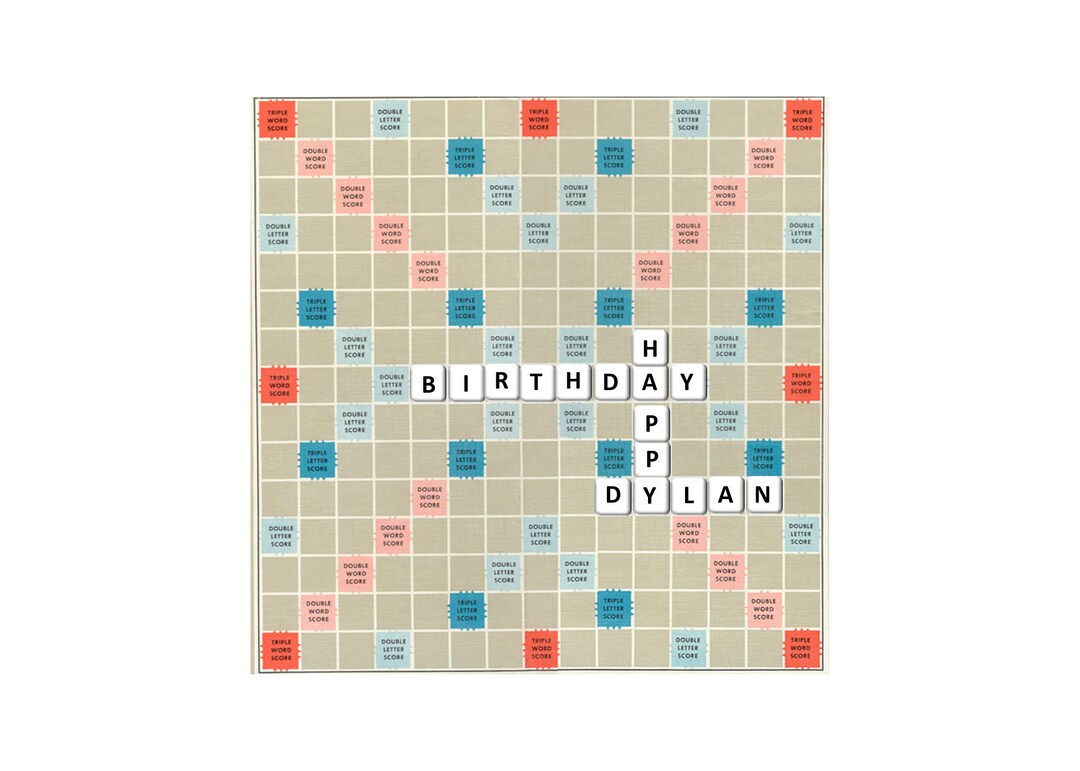 Scrabble Style Board Square Cake Topper Decoration Personalised Digital ...
