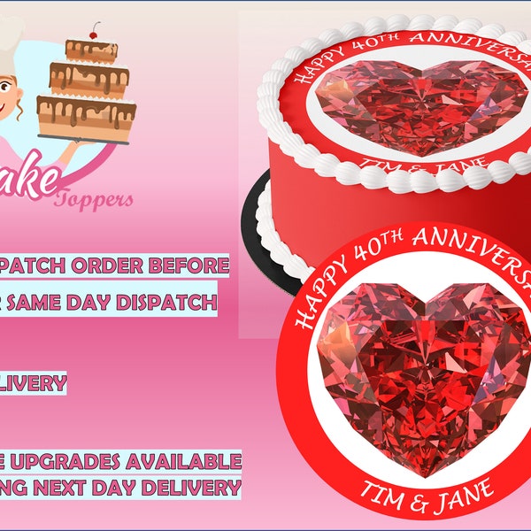 Ruby Anniversary Cake Topper - Etsy