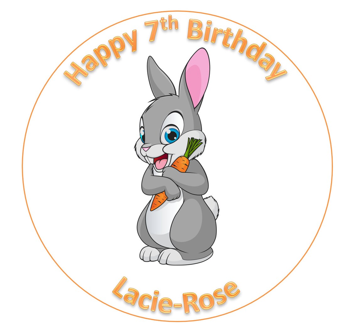 Bunny Rabbit Cake Edible Icing or Wafer Topper Decoration (fully ...