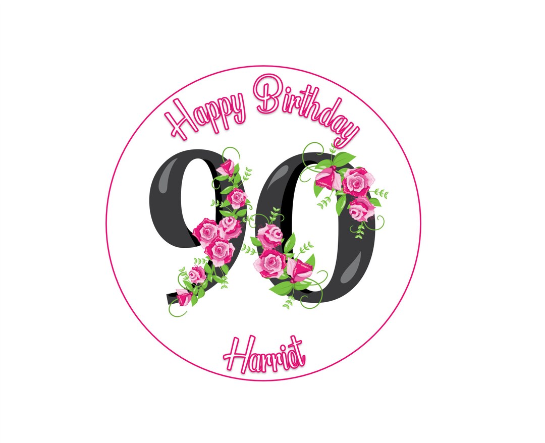 90th Birthday Cake Icing or Wafer Topper Cake Decoration (age Can Be ...