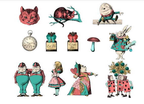 Vintage Alice in Wonderland Coral and Turquoise Edible Printed | Etsy