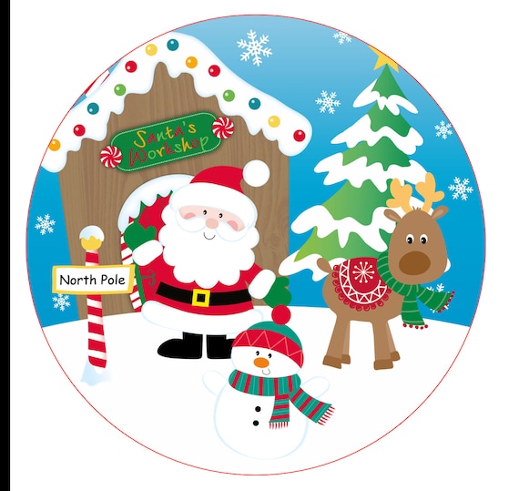 Merry Christmas Santa's Workshop North Pole Circle Cake | Etsy