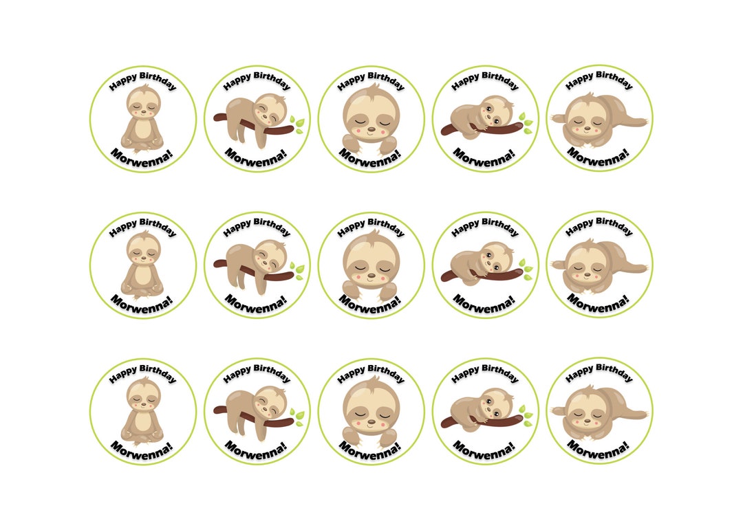 Sleepy Sloth Cupcake Icing Wafer Card or Wafer Toppers Decoration - Etsy
