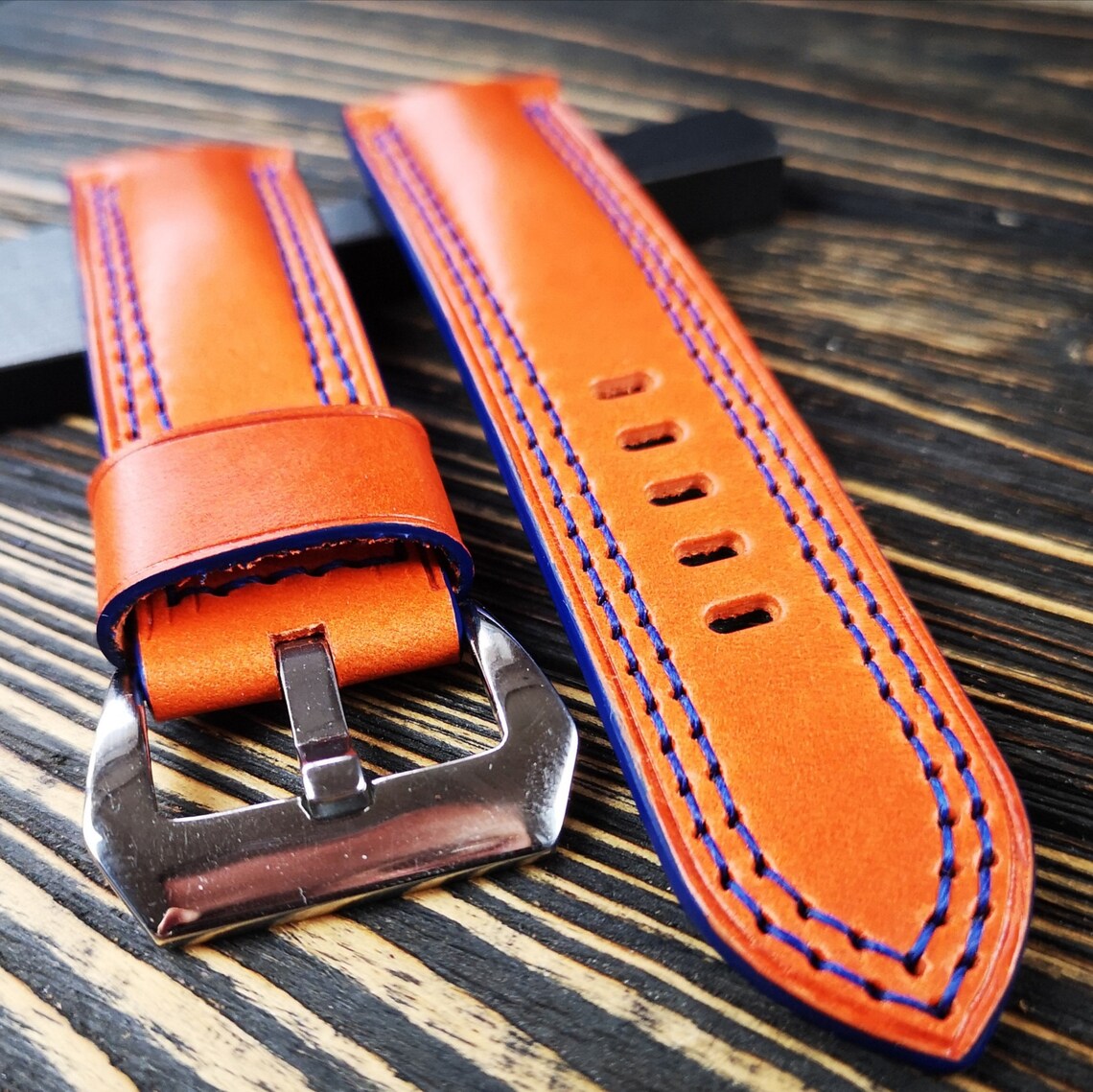 Leather Watch Band for Panerai Blue Color Watch Strap for - Etsy