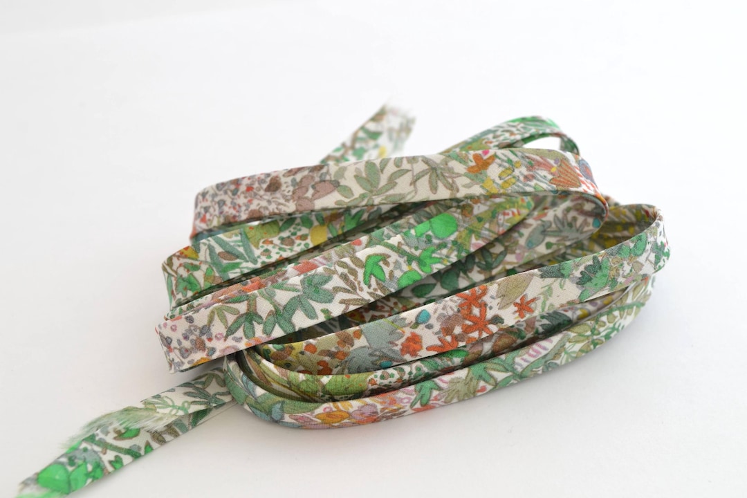 Liberty Fields of Eden Organic Cotton Green Bias Binding - Etsy