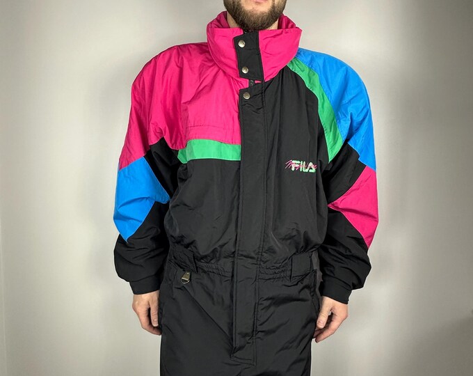 Vintage FILA Ski Suit | Multi Color Fila Ski Suit | Snowboarding Suit ...