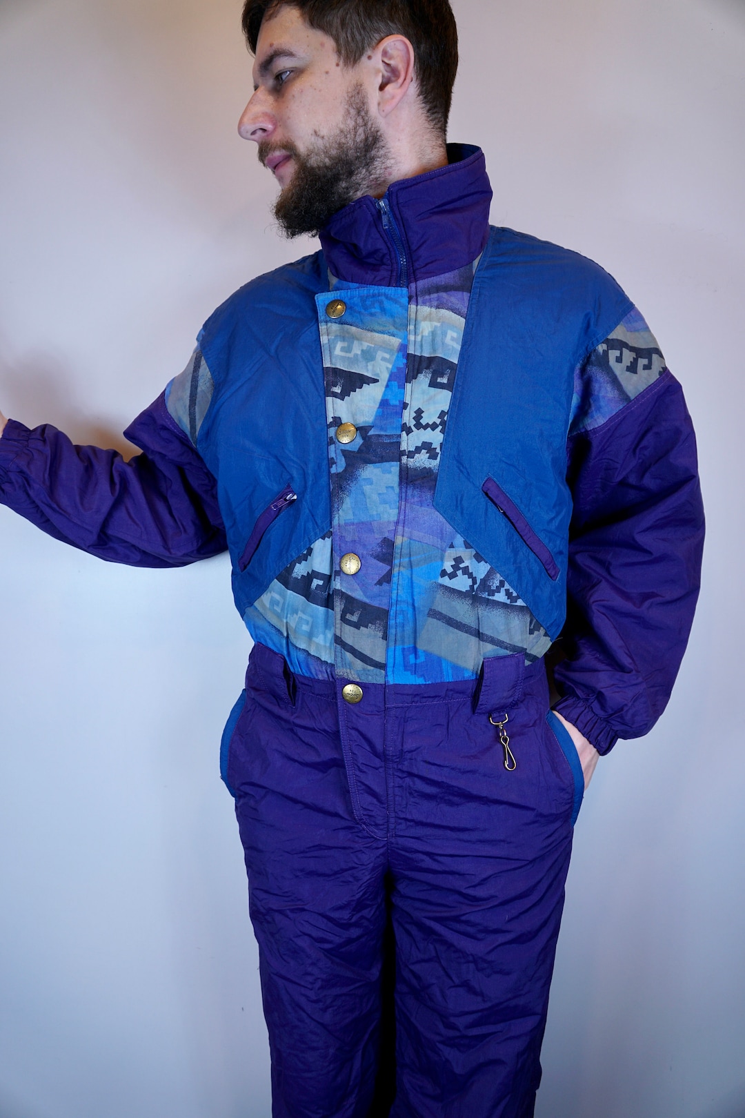 Vintage RODEO Ski Suit Multi Colour Ski Suit Snowboarding Suit Vintage ...