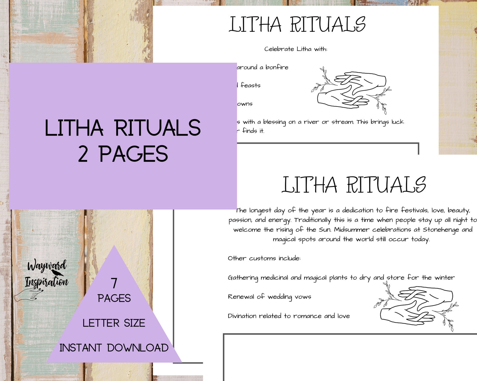 Litha Correspondence Pages Book of Shadows Witch Journal - Etsy