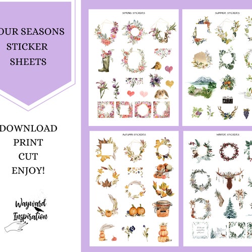Four Seasons Printable Sticker Sheet Seasonal Planner | Etsy