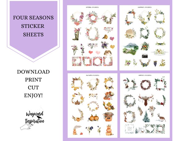 Four Seasons Printable Sticker Sheet Seasonal Planner | Etsy
